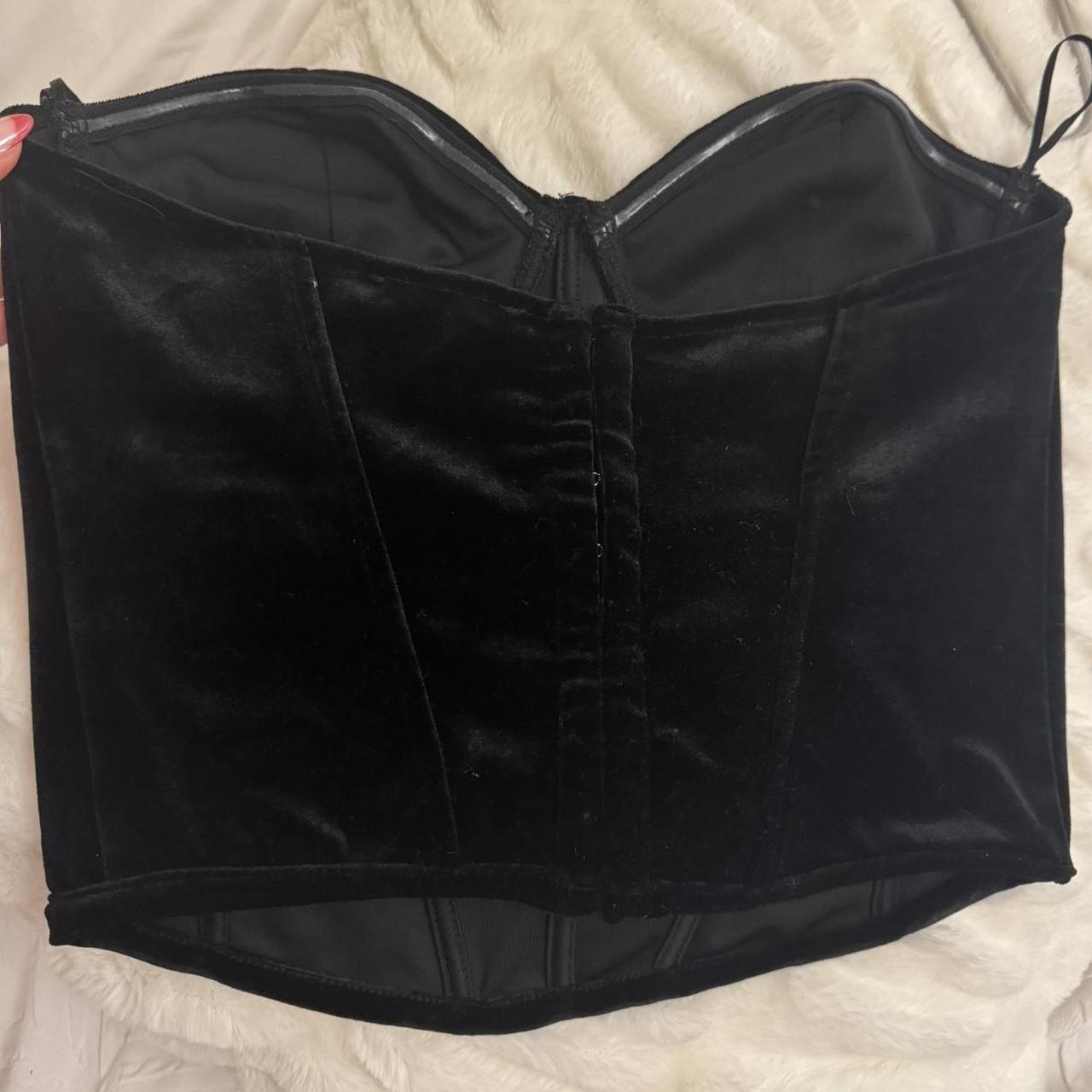ZARA black velvet corset top Worn once Perfect... - Depop