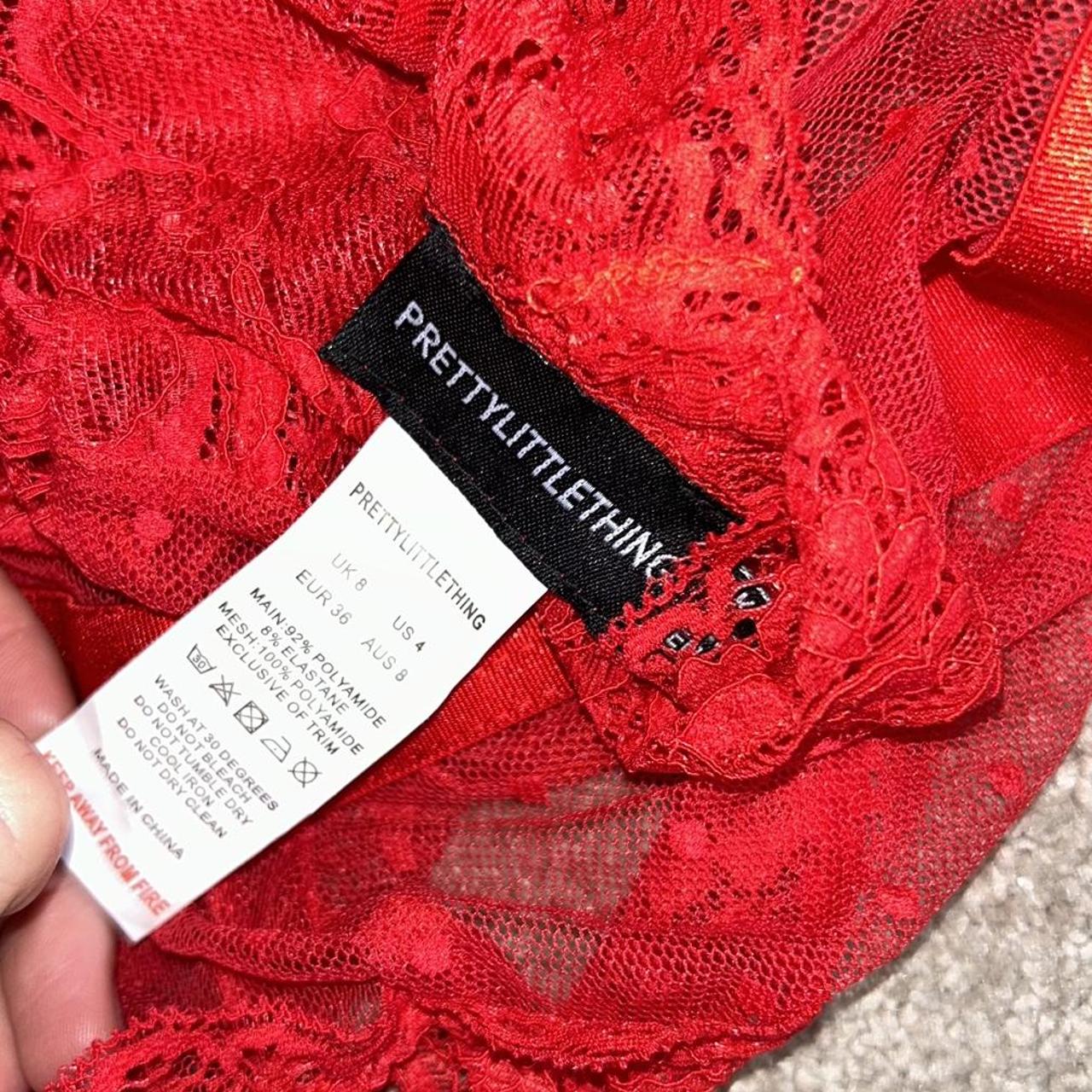 Red lace lingerie bodysuit Lace dobby material... - Depop