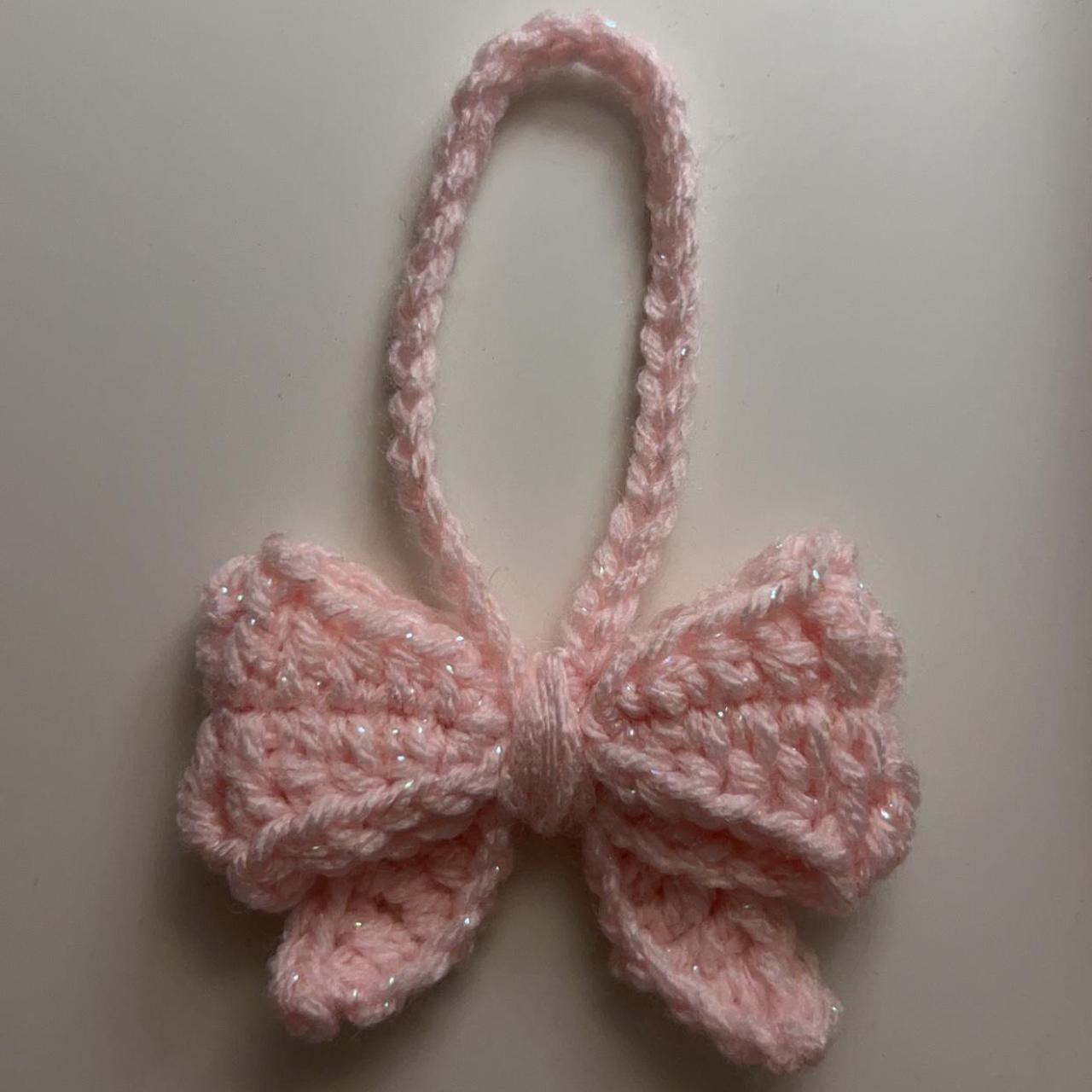 crochet sparkle pink bow charm 🎀 - ONLY the... - Depop
