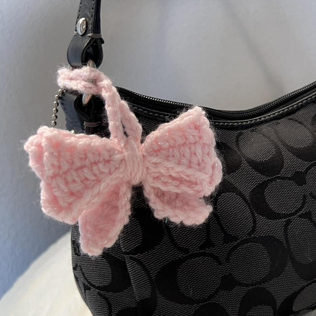 crochet sparkle pink bow charm 🎀 - ONLY the... - Depop