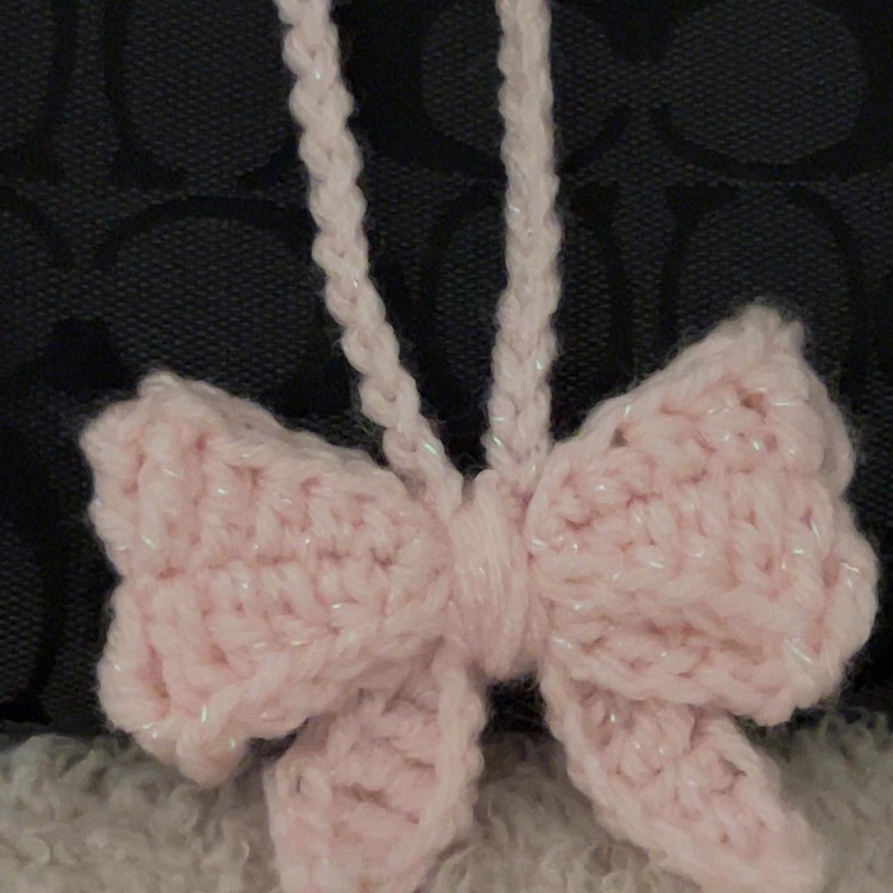 crochet sparkle pink bow charm 🎀 - ONLY the... - Depop