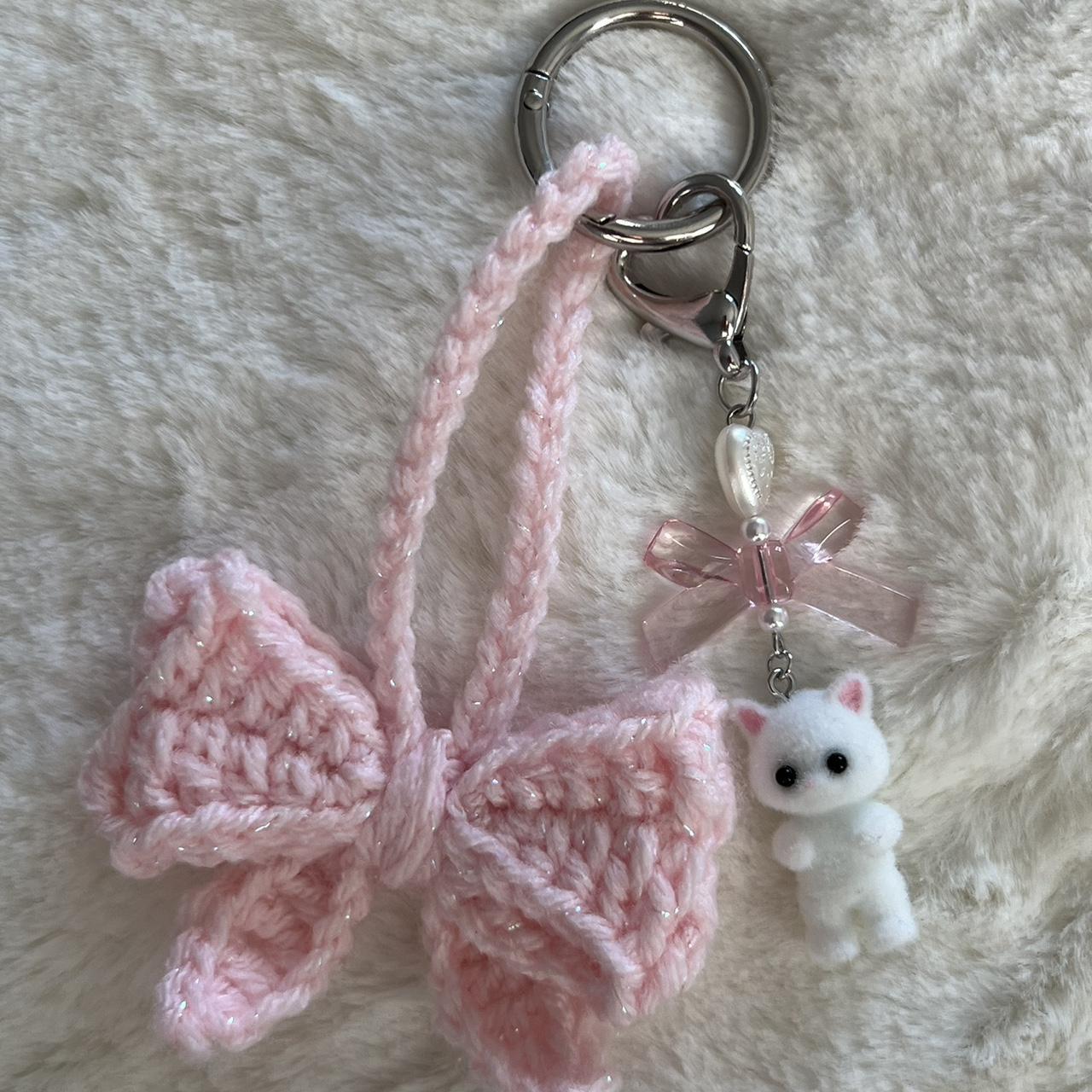 crochet sparkle pink bow charm 🎀 - ONLY the... - Depop