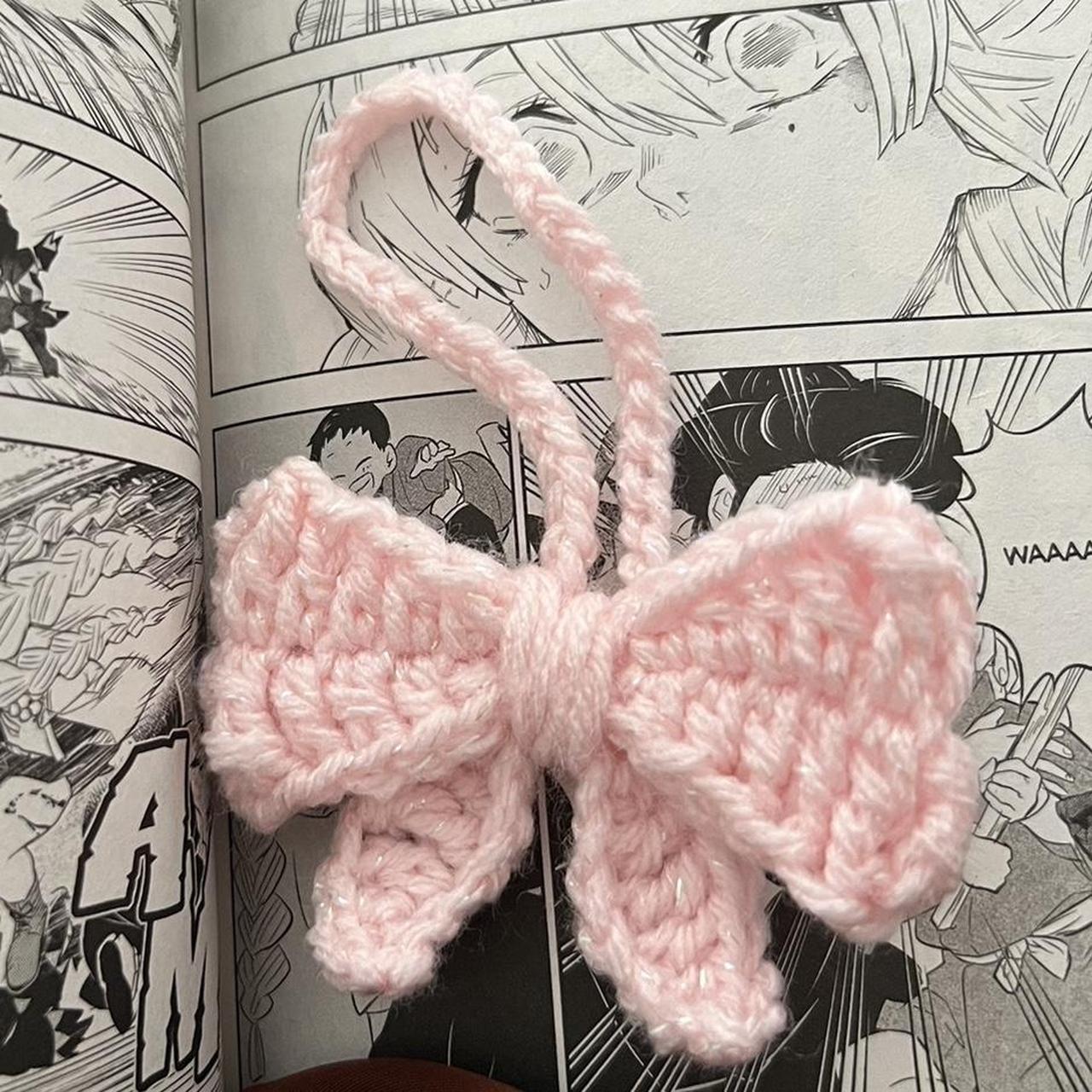 crochet sparkle pink bow charm 🎀 - ONLY the... - Depop