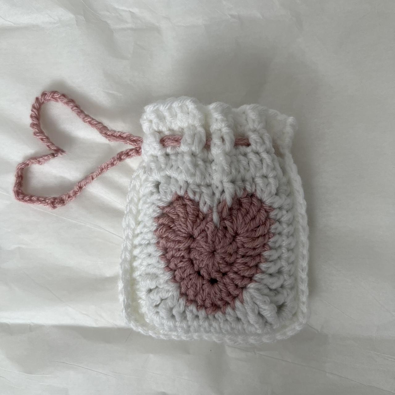 crochet heart pouch for everyday essentials 💌 ... - Depop