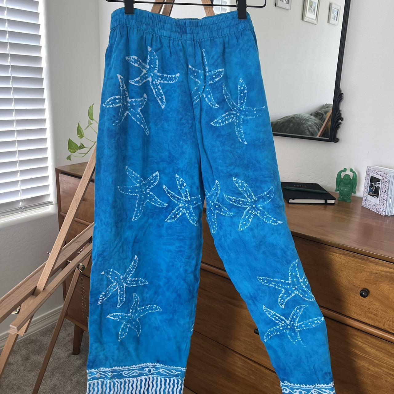 super cute flowey blue pants - perfect for the beach... - Depop