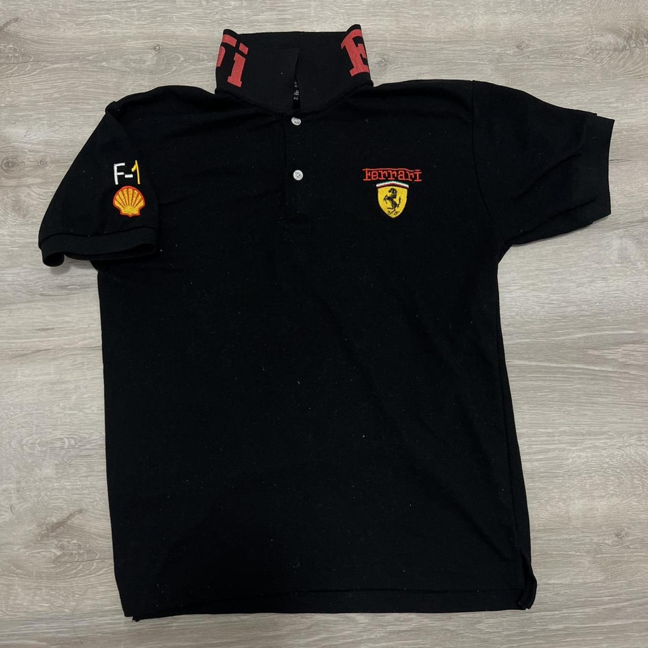 Vintage Ferrari Polo Shirt Mens Size Medium Black... - Depop