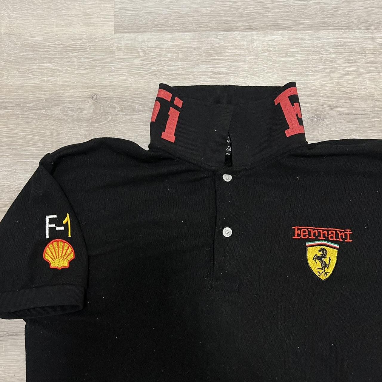 Vintage Ferrari Polo Shirt Mens Size Medium Black... - Depop