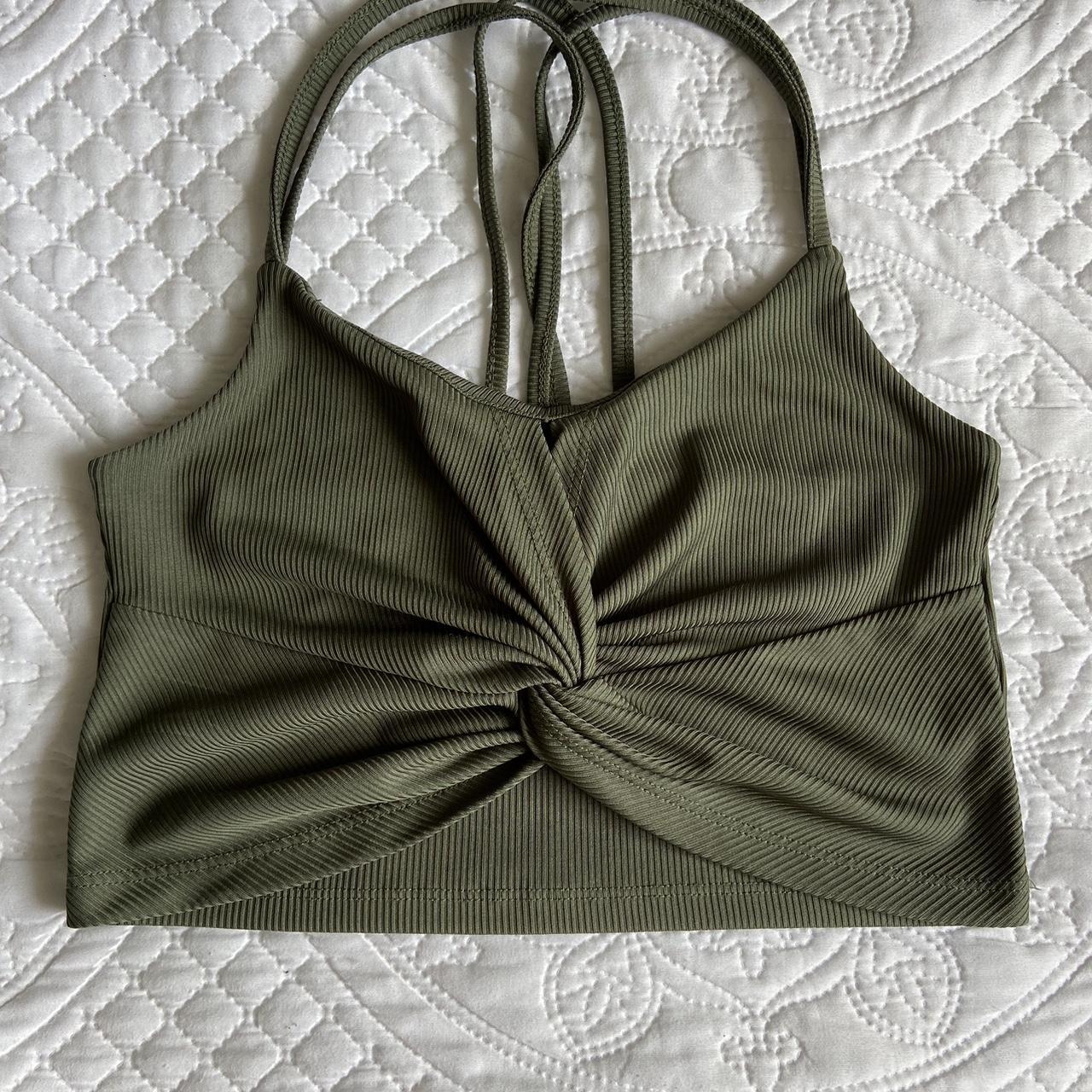 Khaki Crop Top Miss Selfridge Size 6 Worn A Depop