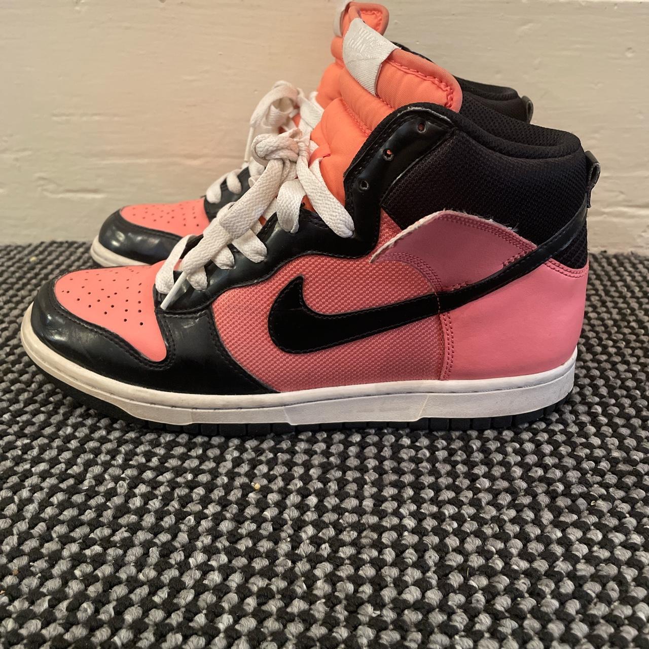Nike Dunk High Pink Black Women’s - UK Size 7... - Depop