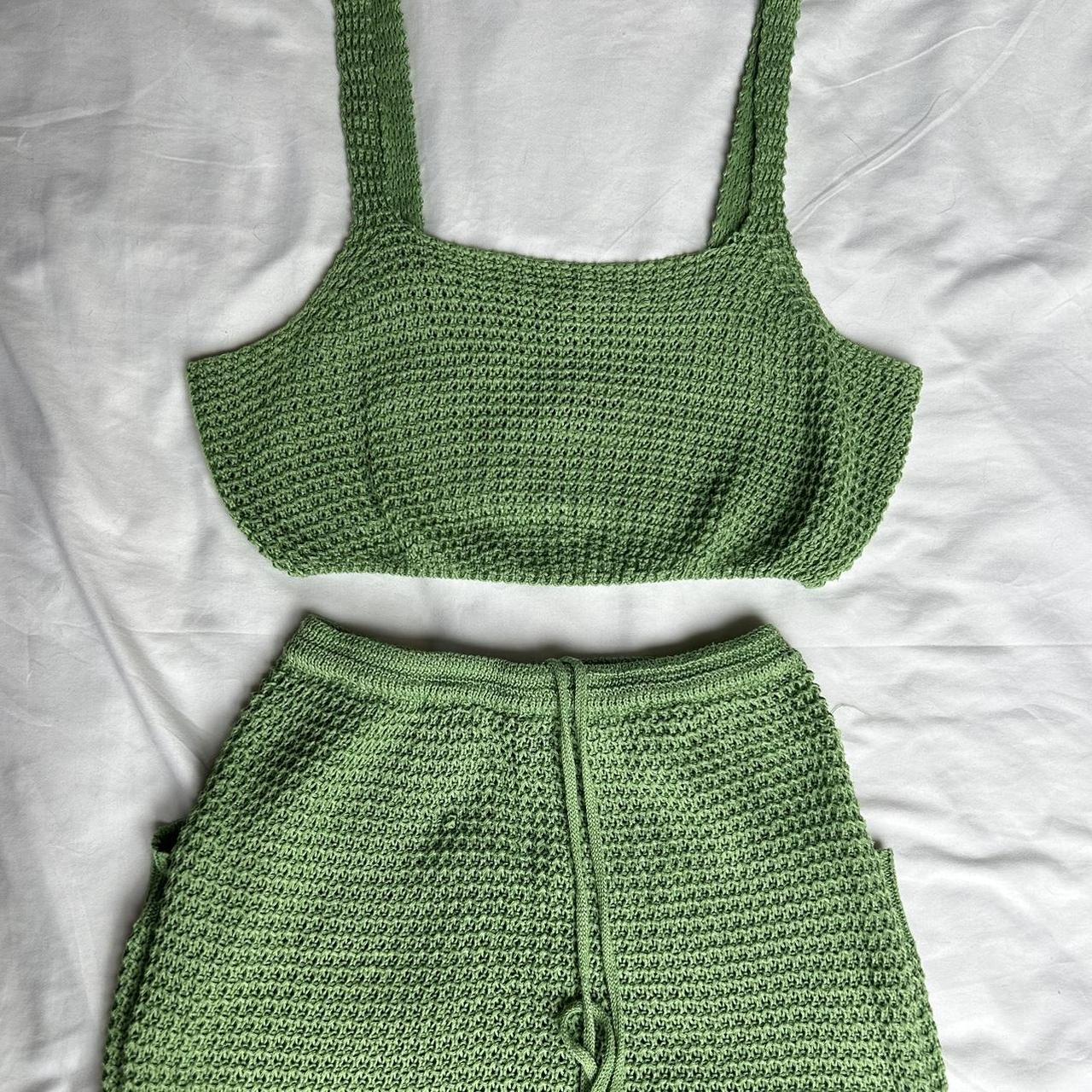 Green knitted set - super cute! Worn a few times but... - Depop