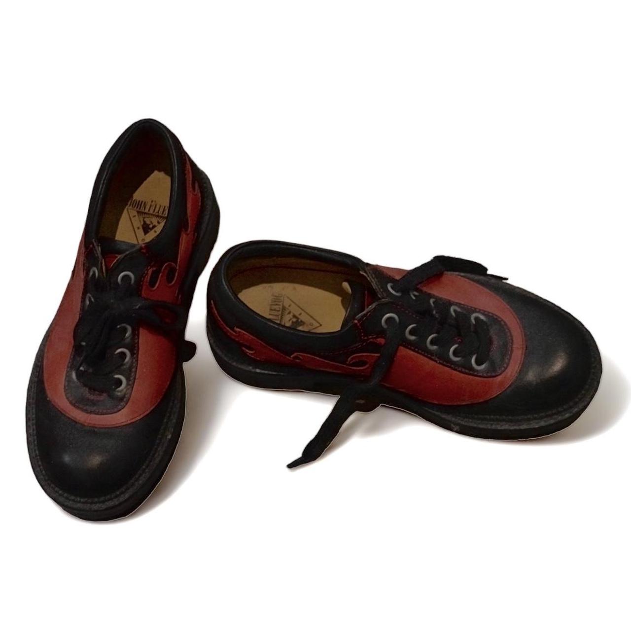 black john fluevog shoes decorated w red flames and... - Depop