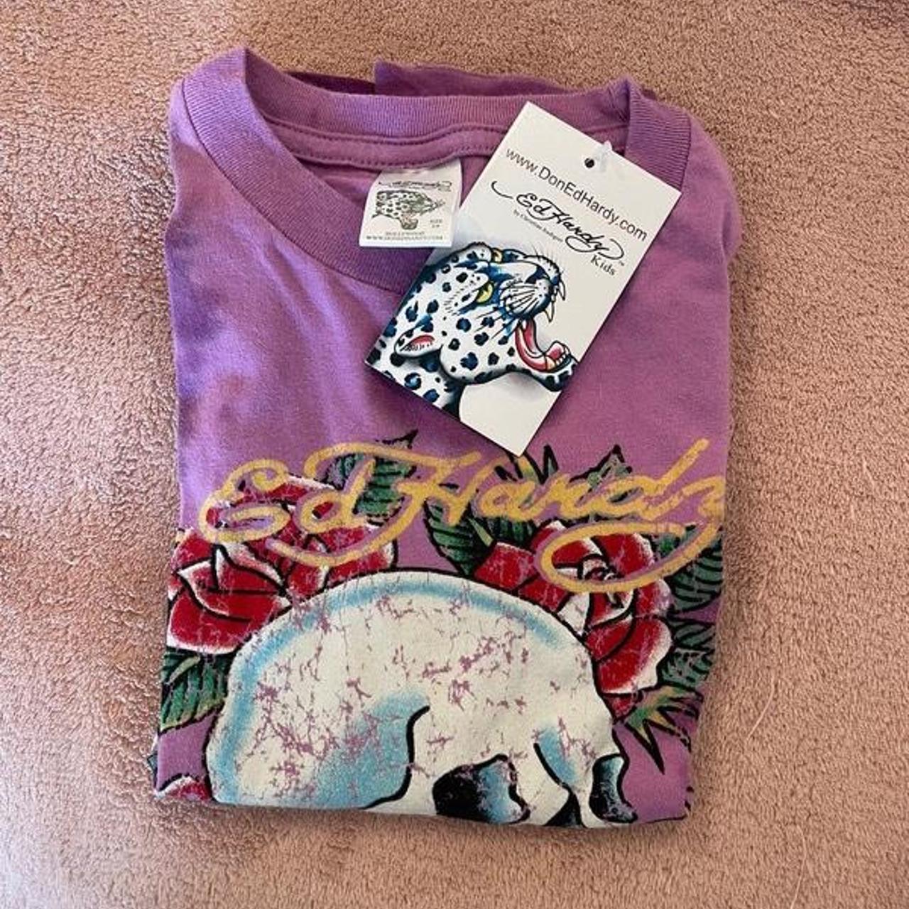 Ed hardy baby tee Size 4/6 Tight but... - Depop