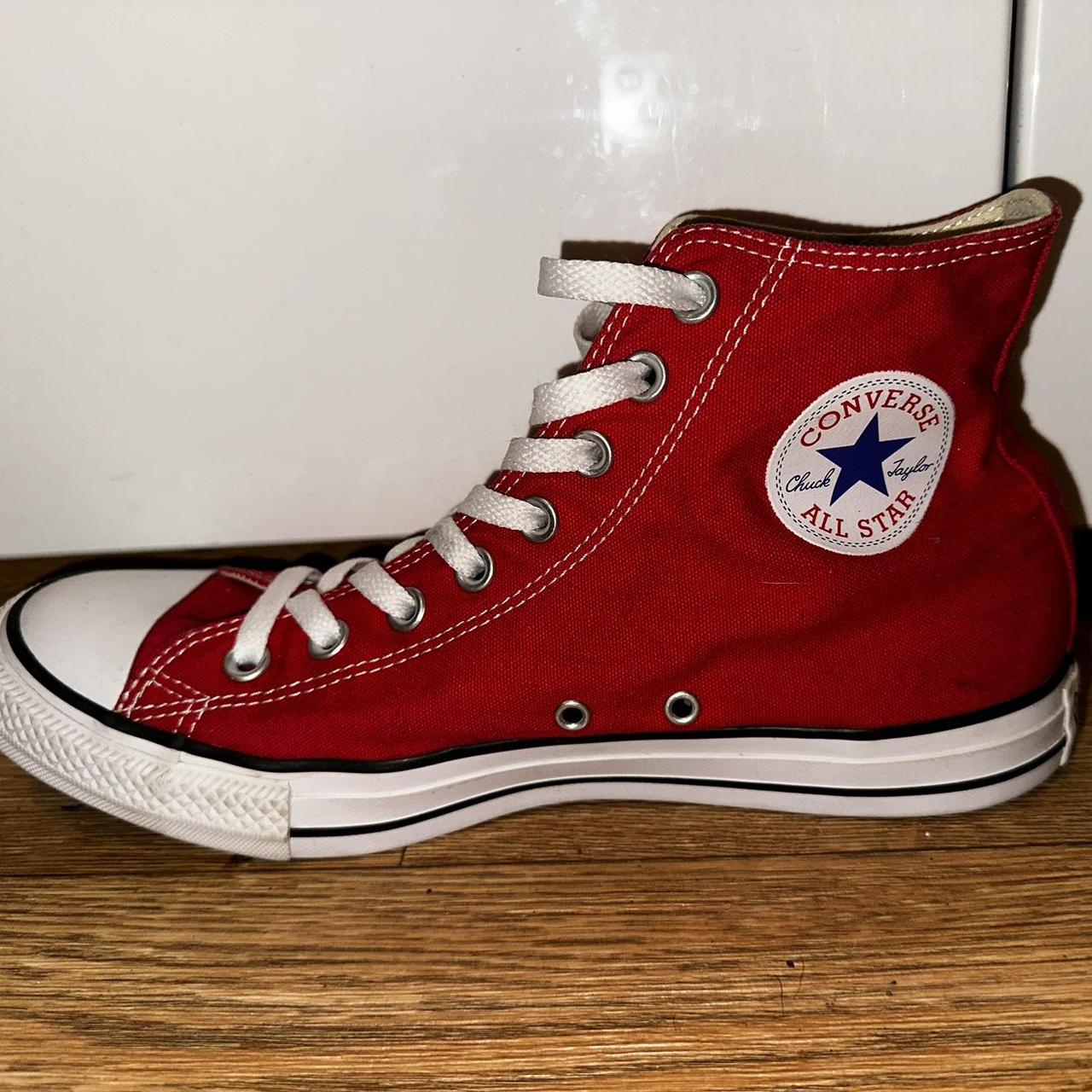 red high top converse size 8.5 - Depop