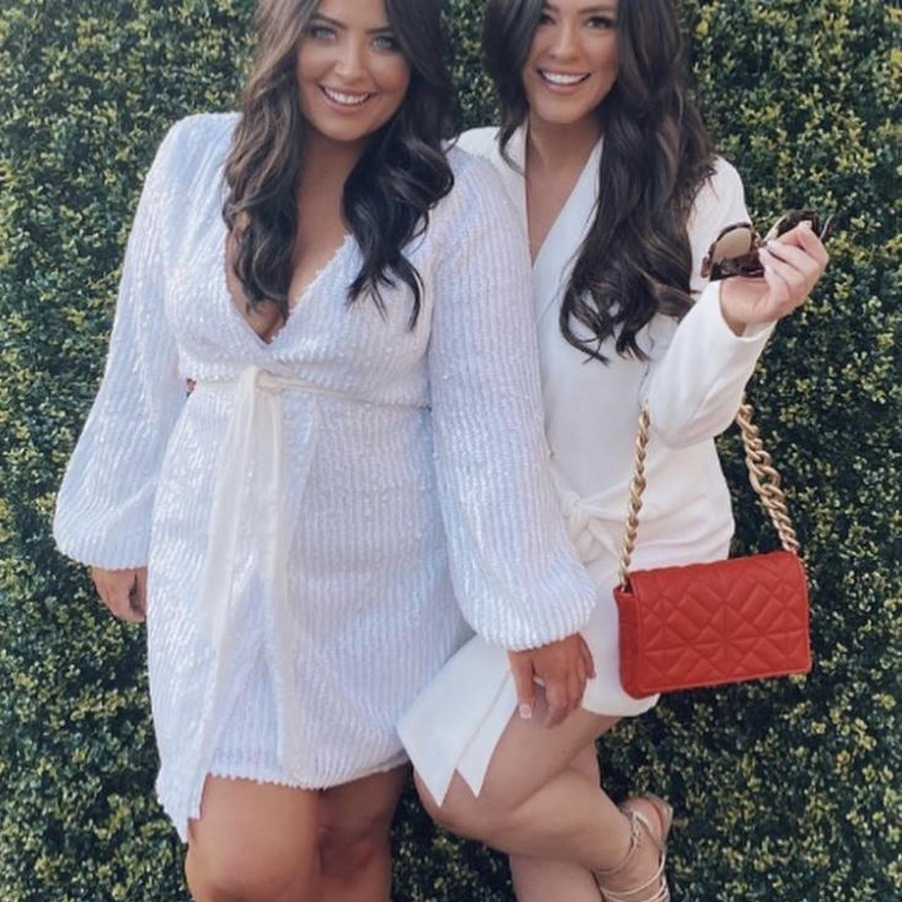 River Island White sequin wrap dress with removable... - Depop