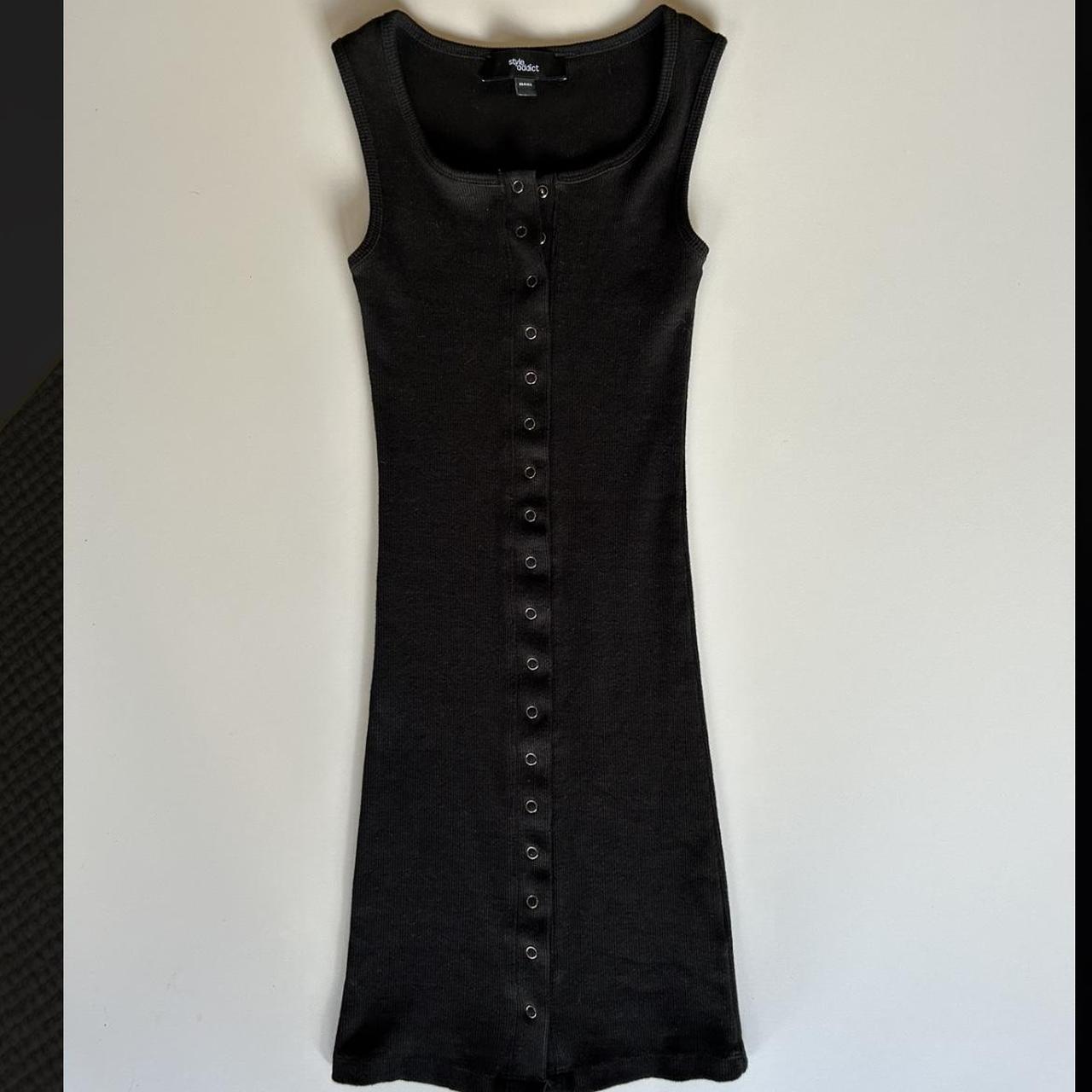 Style Addict mini dress Press stud front Ribbed... - Depop