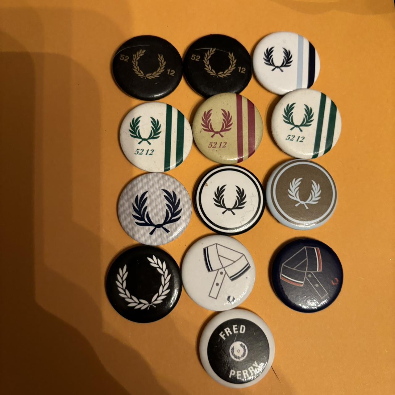 13 Fred Perry buttons asst designs! These are from... - Depop