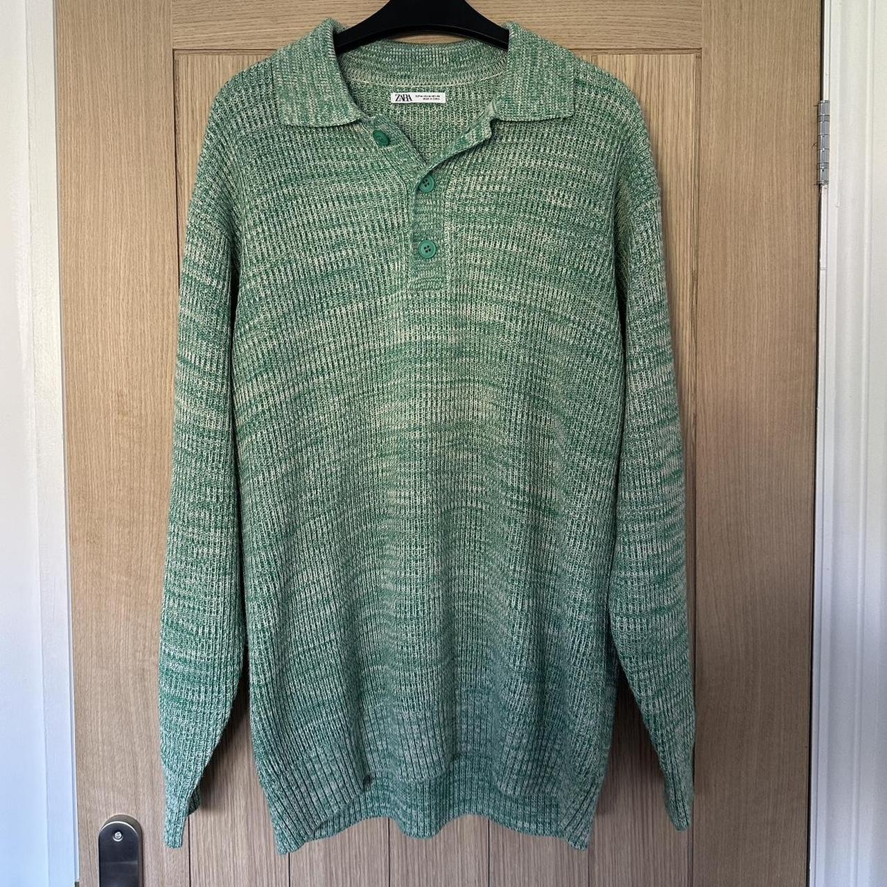 zara man green button up jumper excellent condition... - Depop