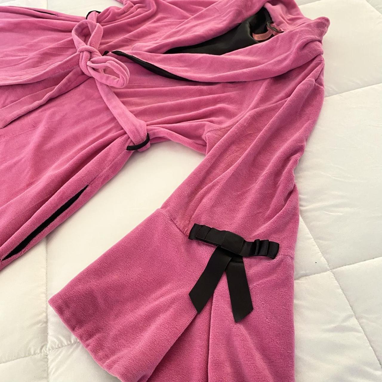 Vintage Betsey Johnson Y2K velour hot pink robe with... | Depop