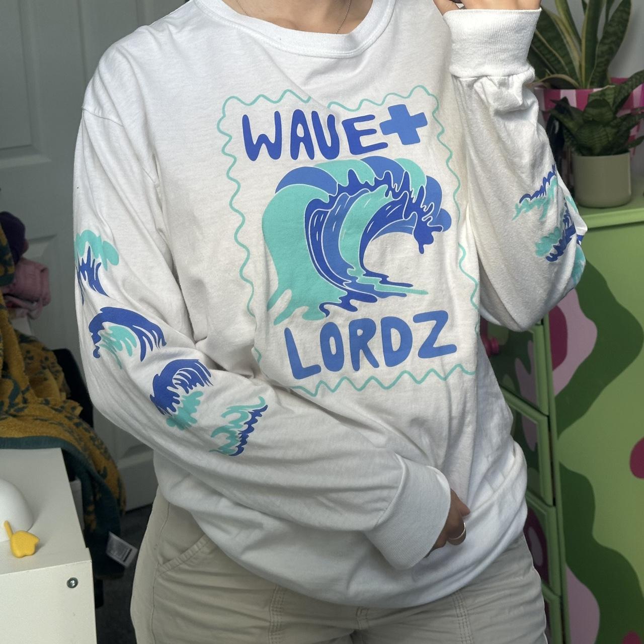 ‘Wave + Lordz’ graphic print long sleeve white t... - Depop