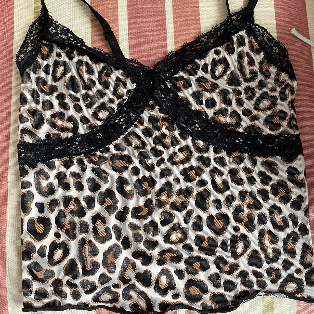 Urban outfitters cheetah print crop top with lace... - Depop