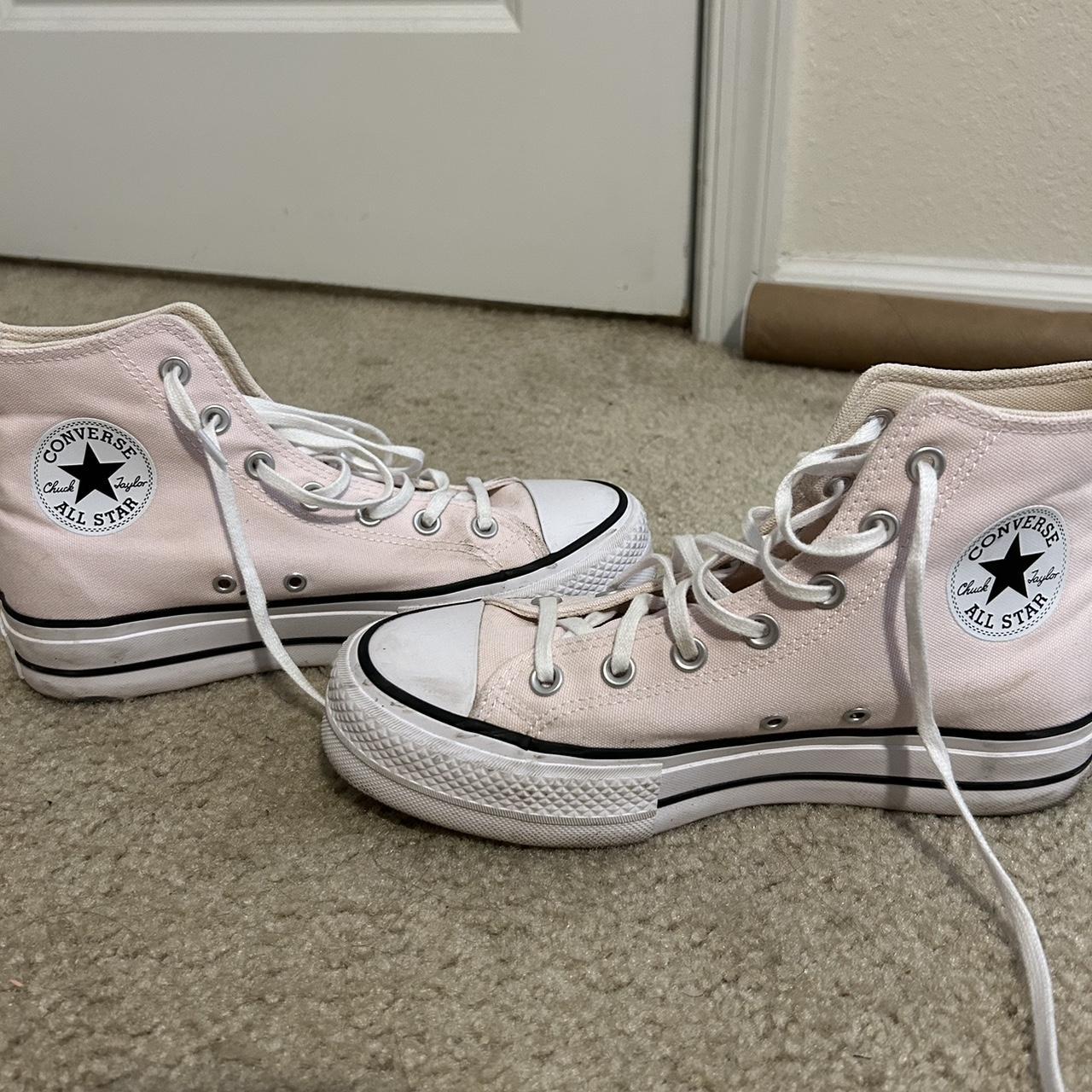 Converse Women's White and Pink Trainers | Depop