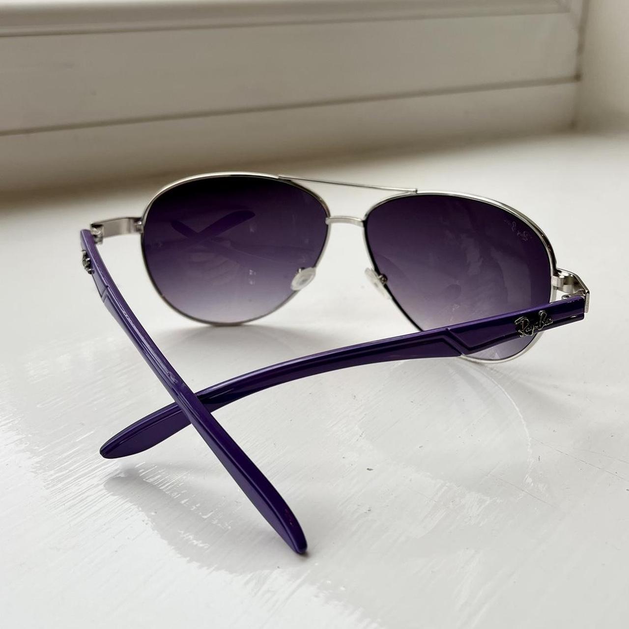 Purple aviator sunglasses with purple tinted lens •... - Depop