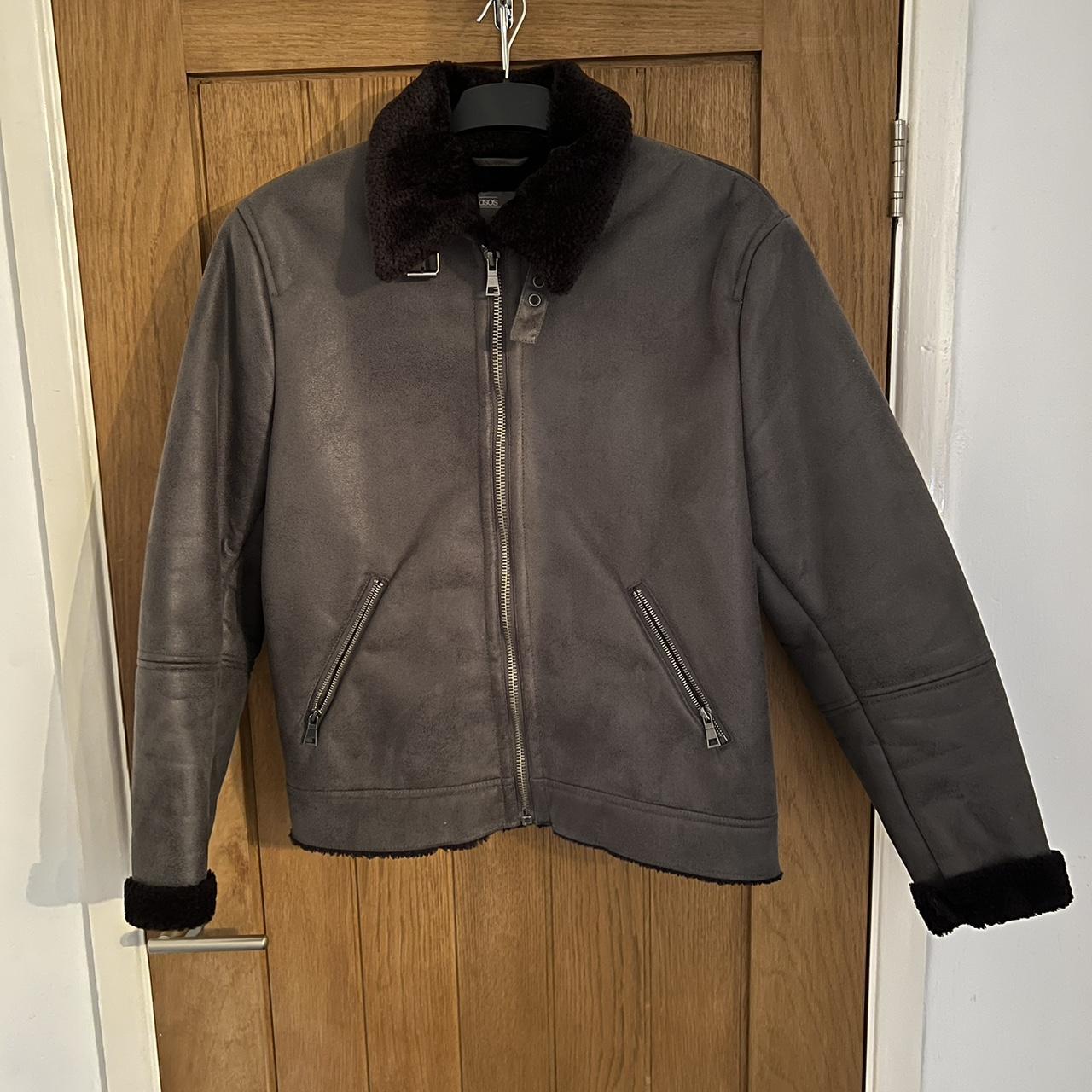 ASOS Grey Shearling Jacket Size: M Open to... - Depop