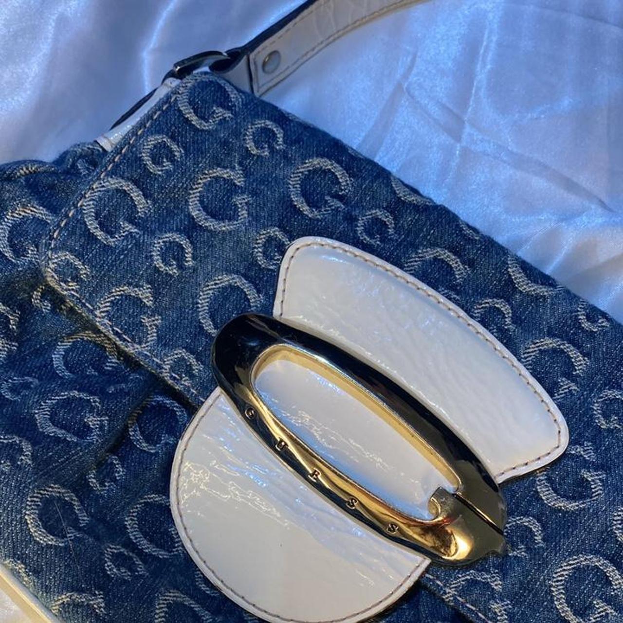 vintage guess monogram denim bag good condition... - Depop