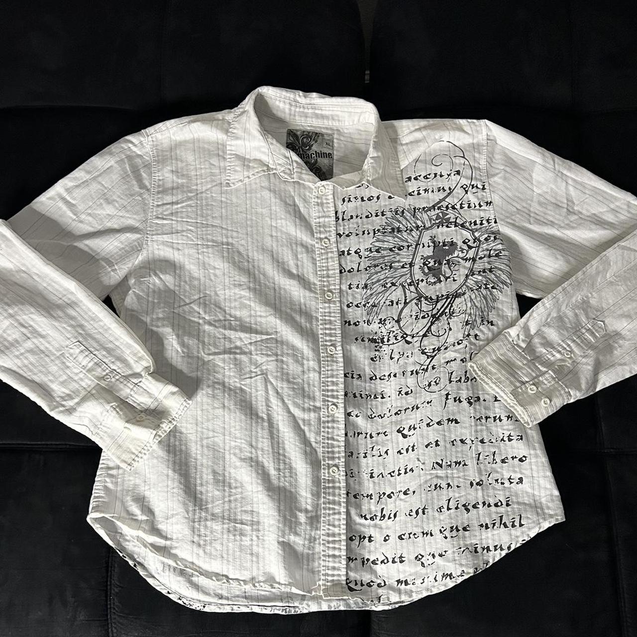 Y2K Machine Button Up Tee Size XL Free shipping on... | Depop