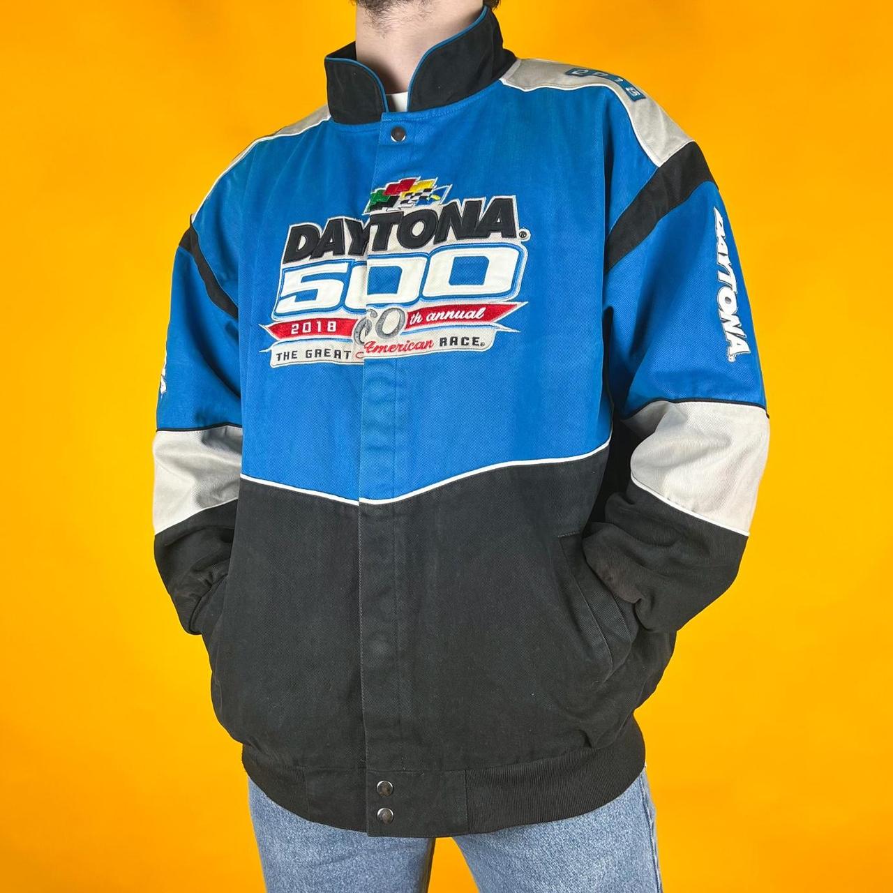 NASCAR Men's Black and Blue Jacket | Depop