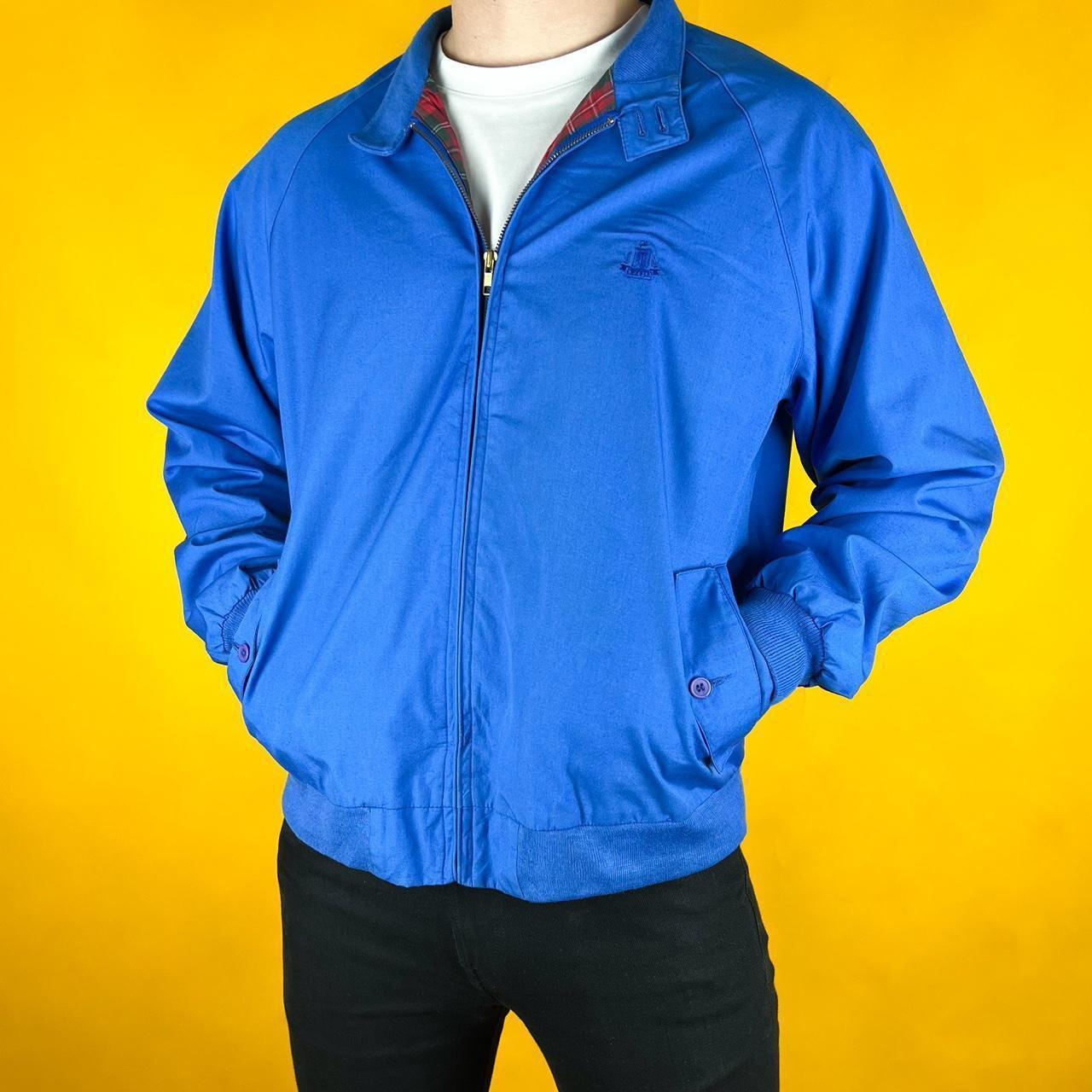 Vintage Izod Harrington / Bomber Jacket Blue... - Depop