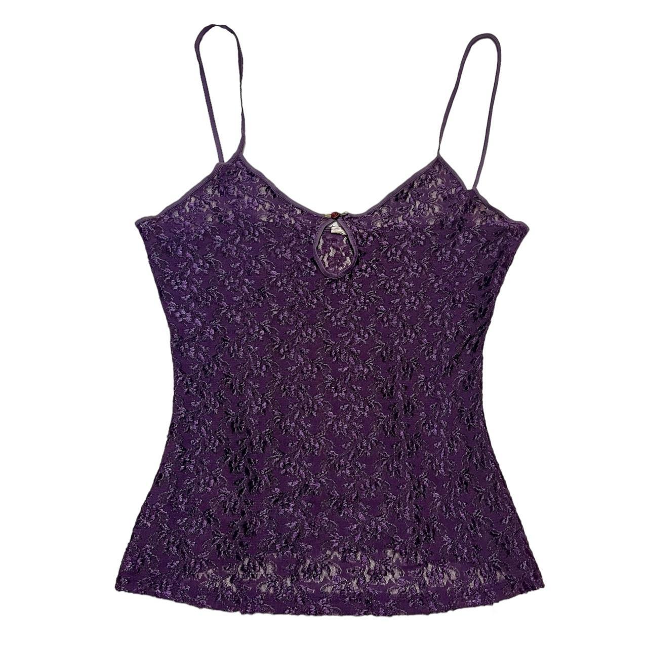 Gorgeous vintage dark purple lace tank top camisole... - Depop