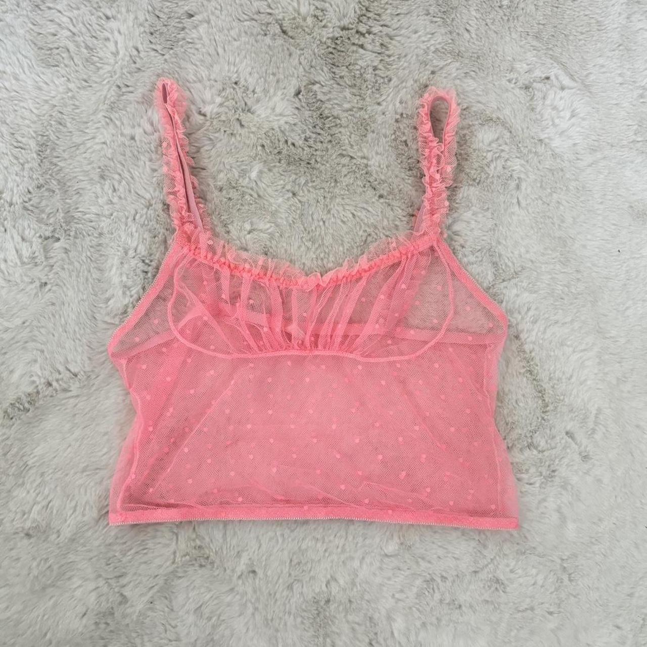 Vintage Pink Mesh Top Never worn Marked size M Fits S-M - Depop