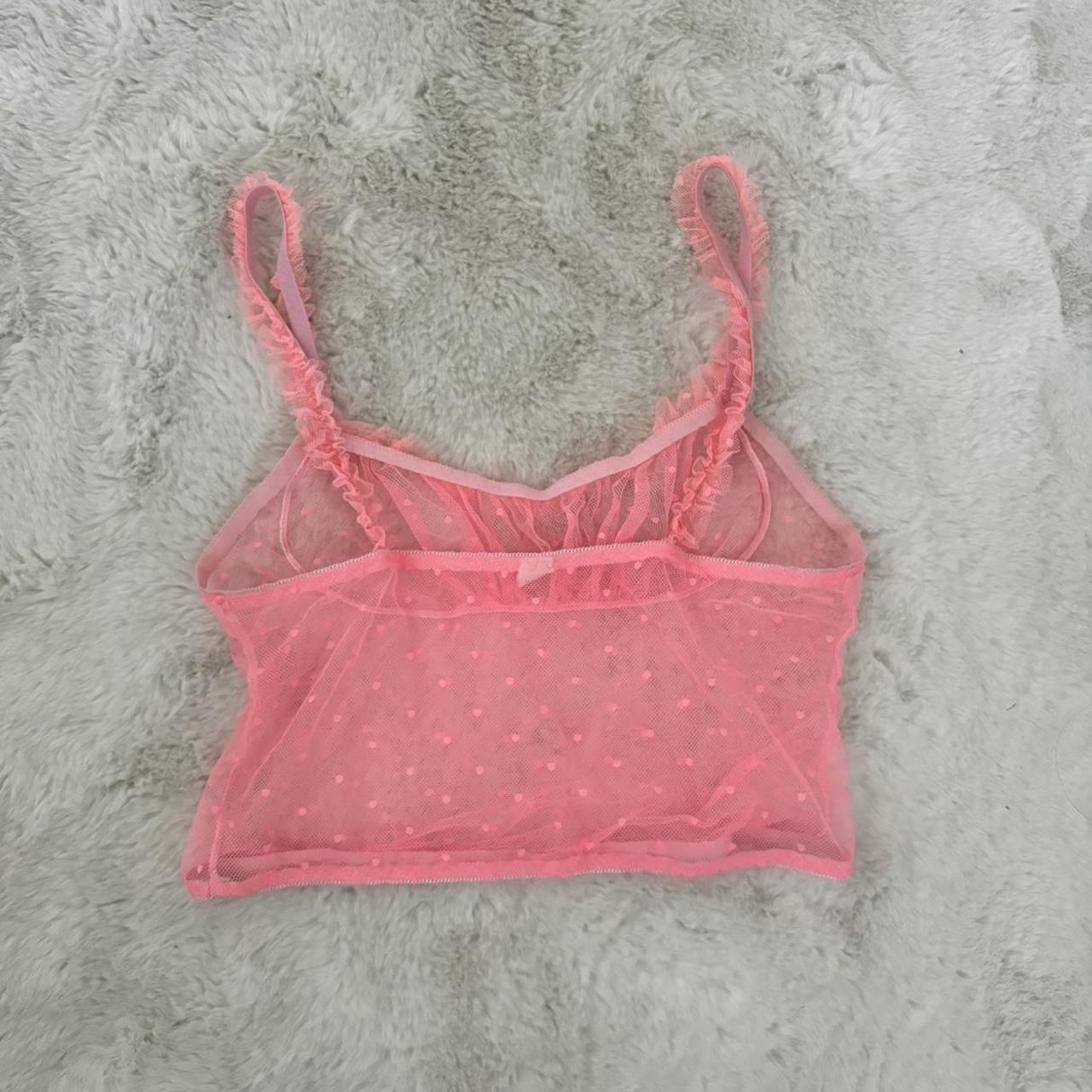 Vintage Pink Mesh Top Never worn Marked size M Fits S-M - Depop