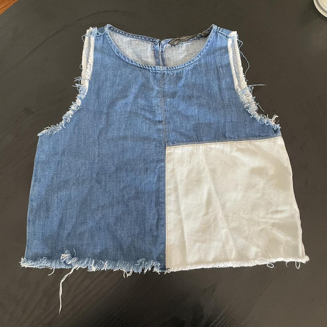 Denim patchwork top - Depop