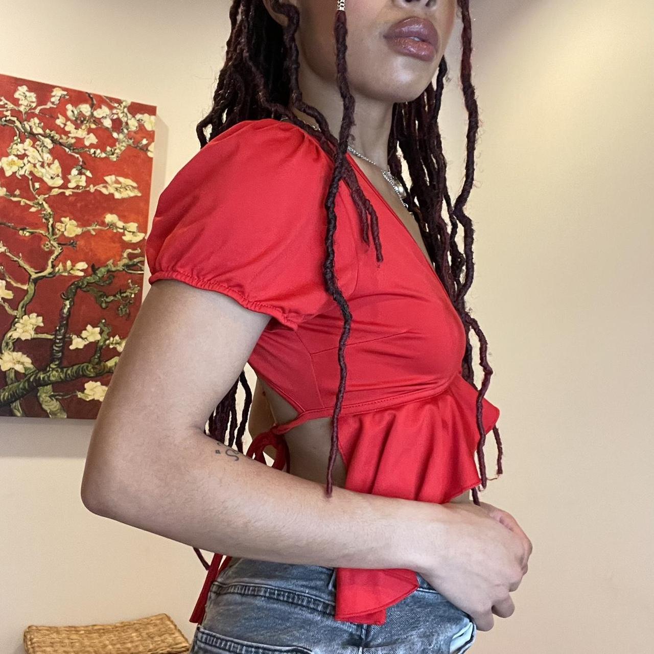 Red Backless Crop Top Size Marked As Depop