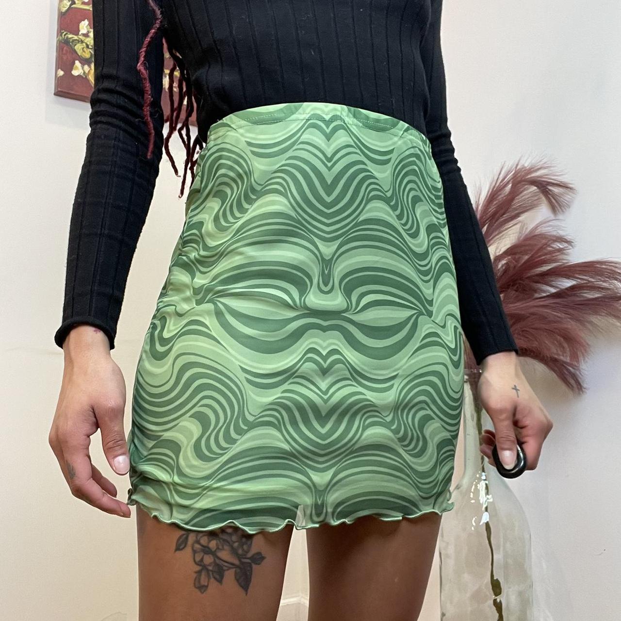 Green mini skirt more about the item ️ green... - Depop