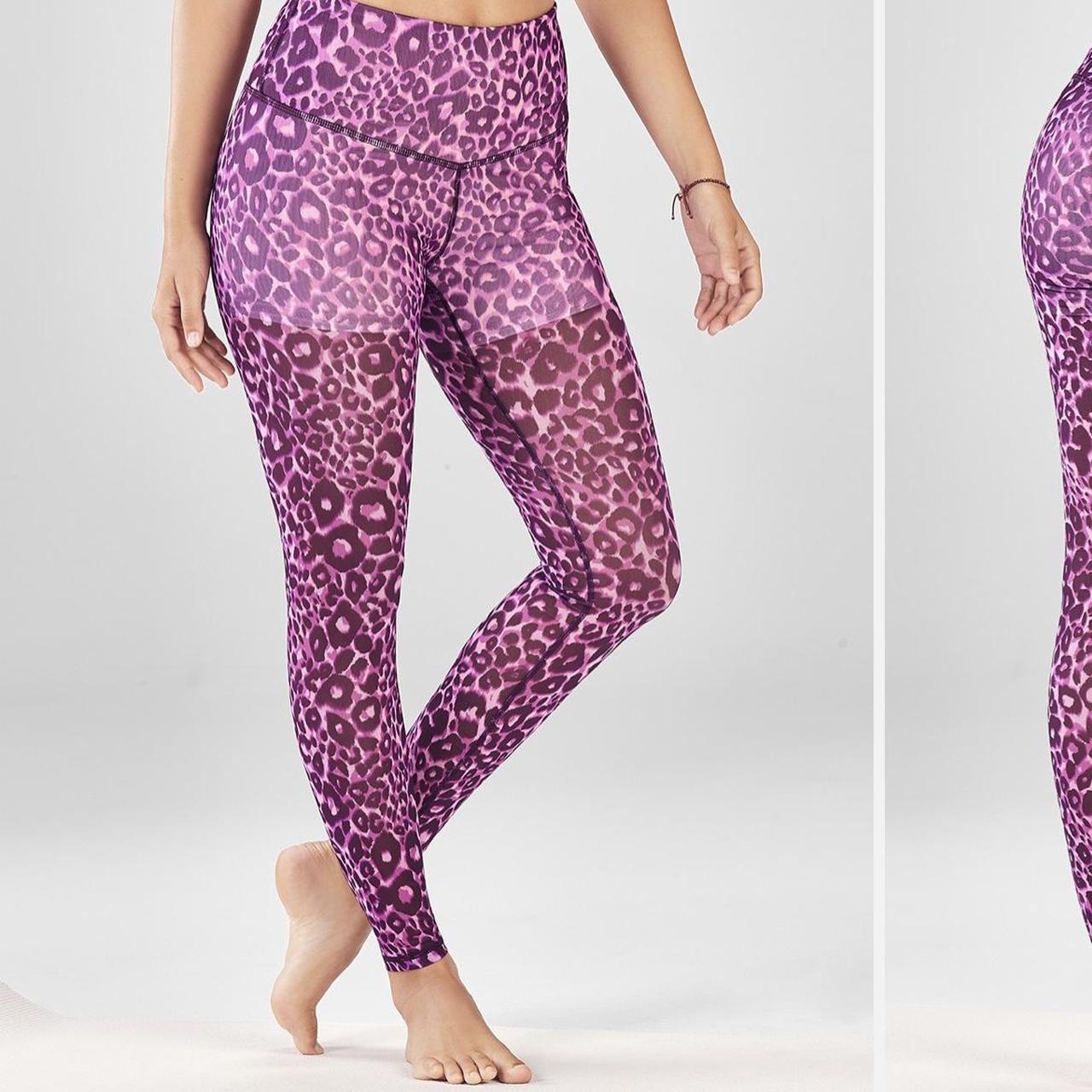 Fabletics gym leggings leopard print with mesh ⭐️... - Depop