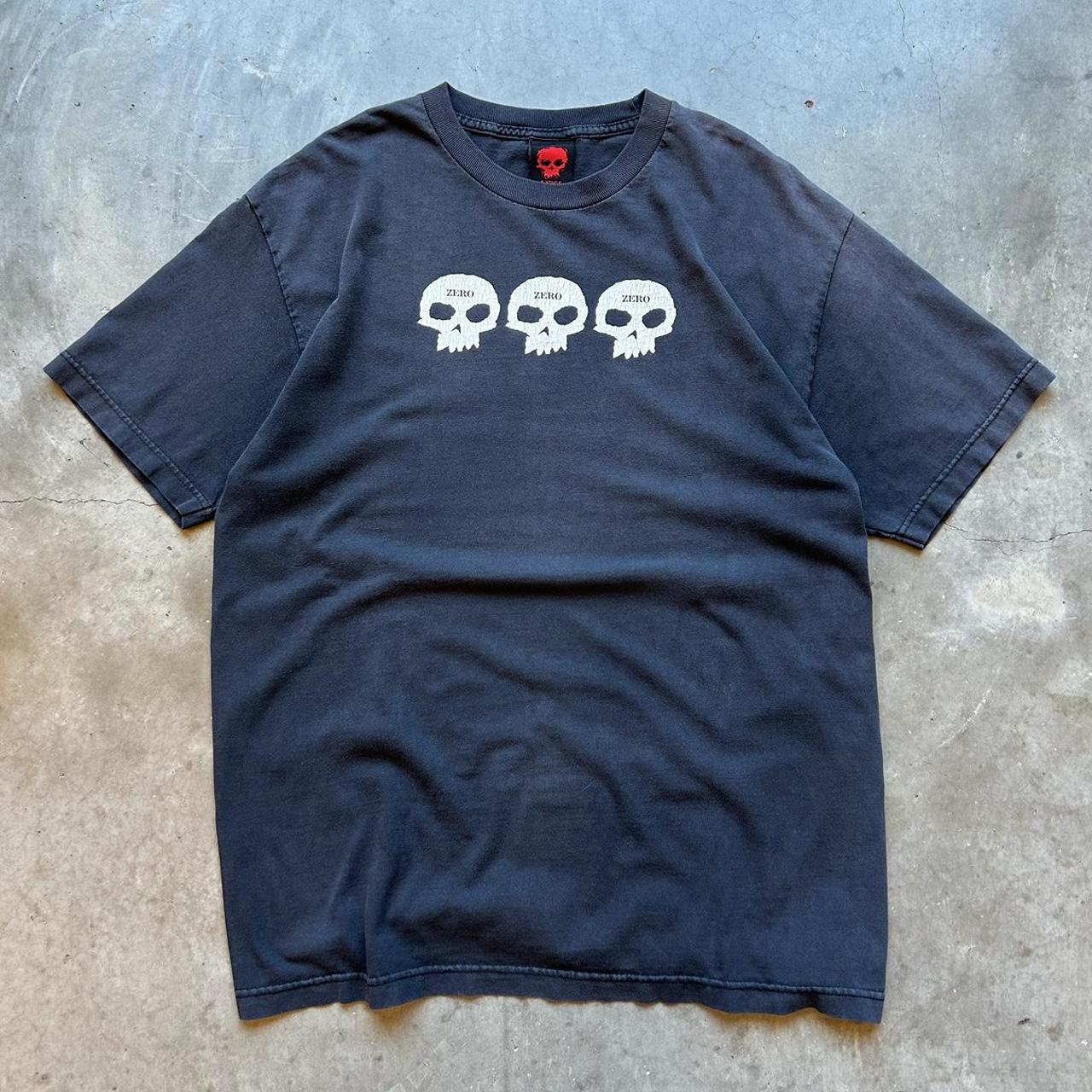 Vintage Zero skateboards triple skull tee. Tagged a... - Depop