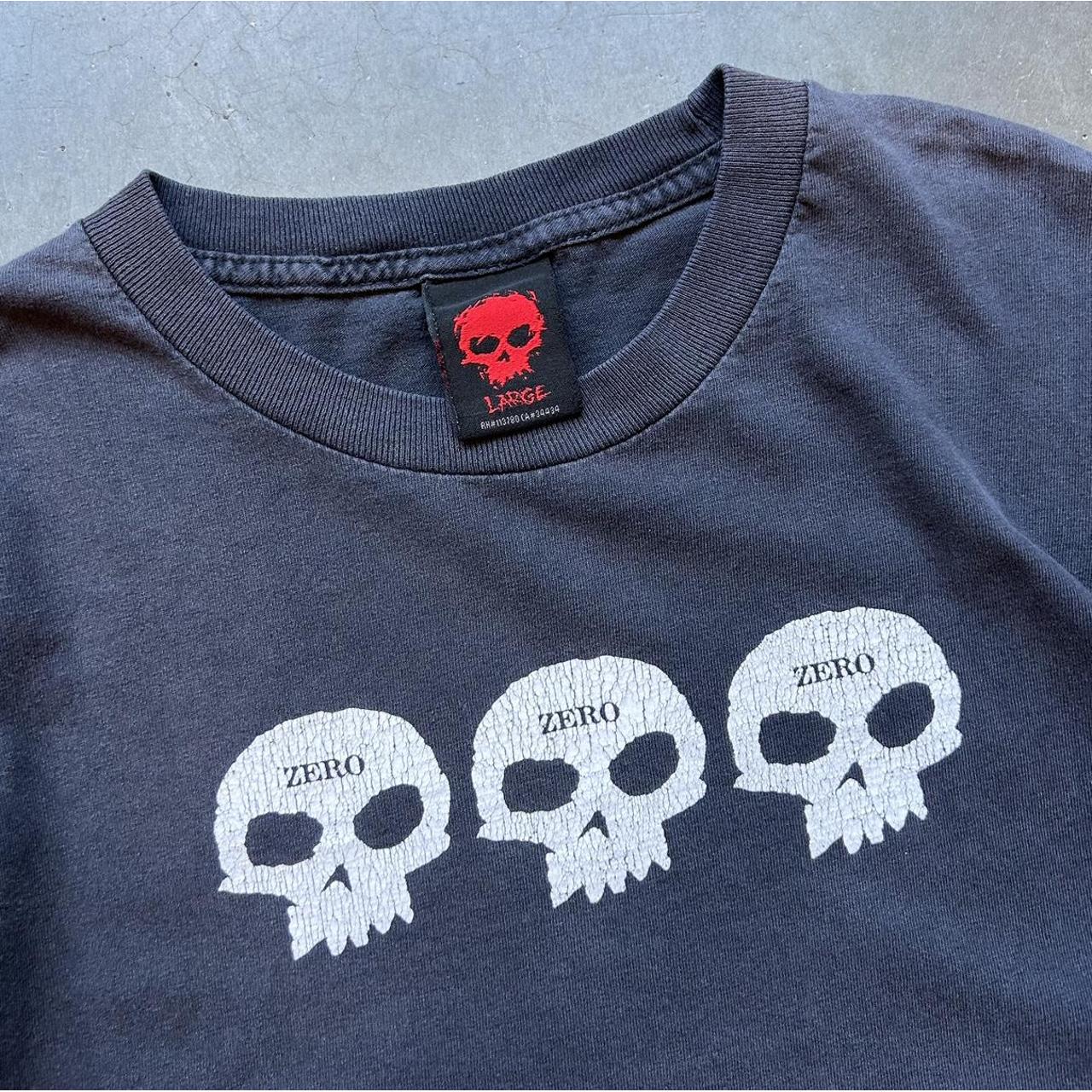 Vintage Zero skateboards triple skull tee. Tagged a... - Depop