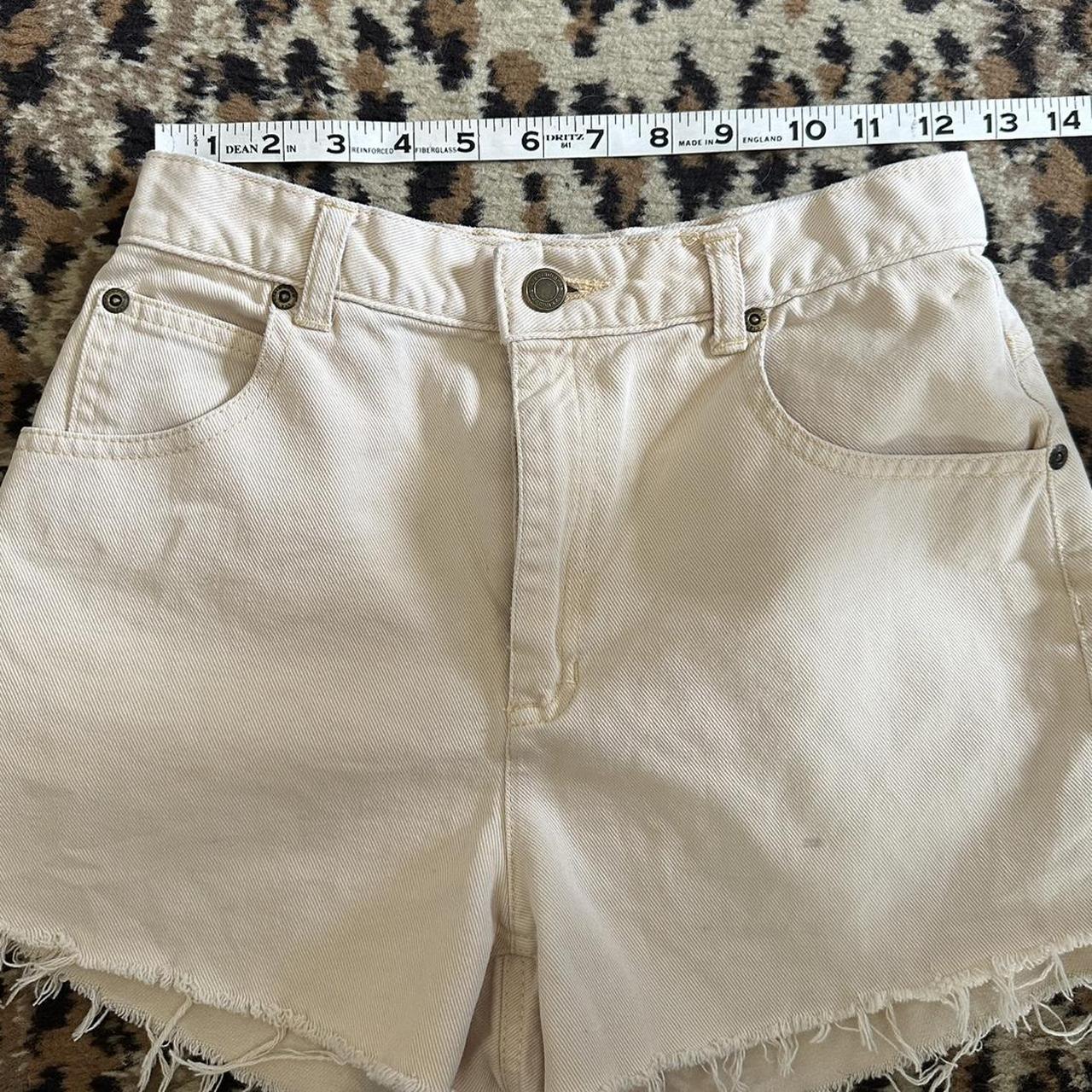 High-waisted cream denim shorts #highwaistedshorts - Depop
