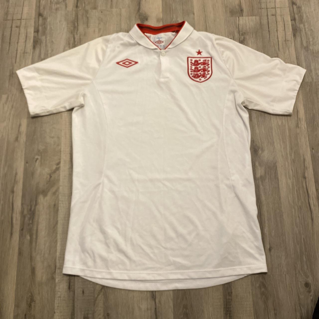 Mens England Football Umbro Home White Shirt Top... - Depop