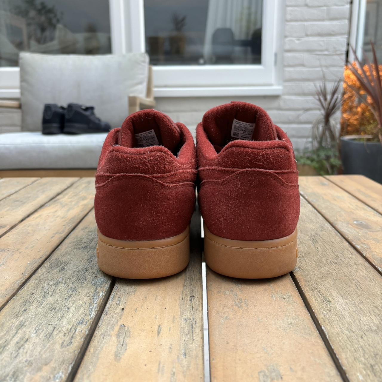 Burgundy Reebok Classic leather trainers #sneakers - Depop