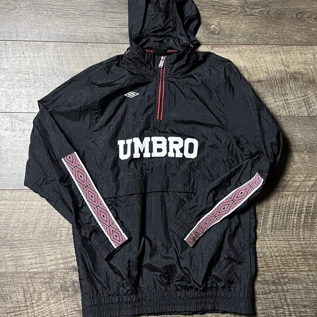 Vintage Umbro Quarter Zip Nylon Windbreaker with... - Depop