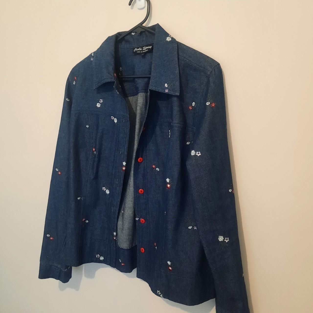 Navy blue flowery blazer⚘️ ♡ Brand : Carla Spring... - Depop