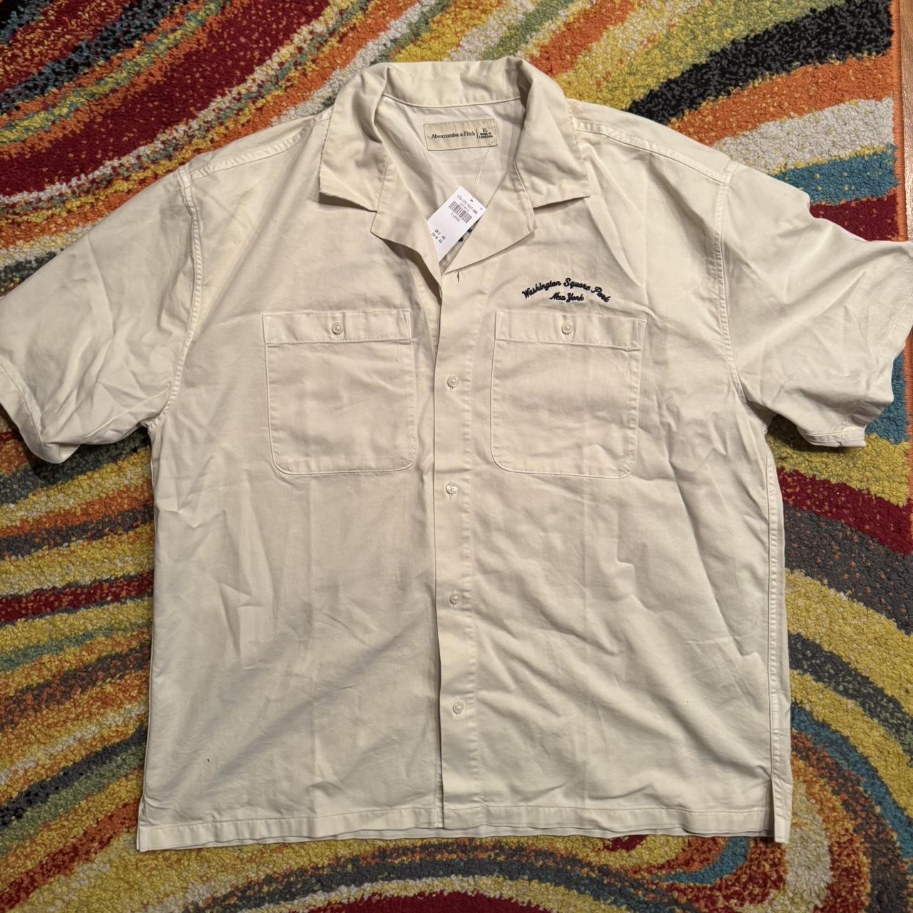 Abercrombie and fitch cream colored button up. Brand... | Depop