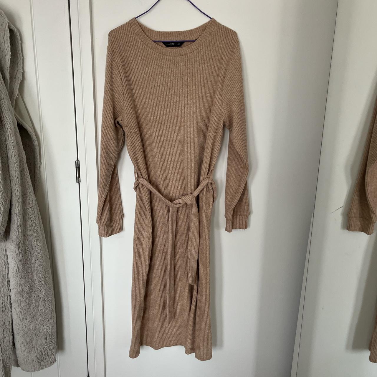 Beige brown midi dress F&F Size 16 Good... - Depop