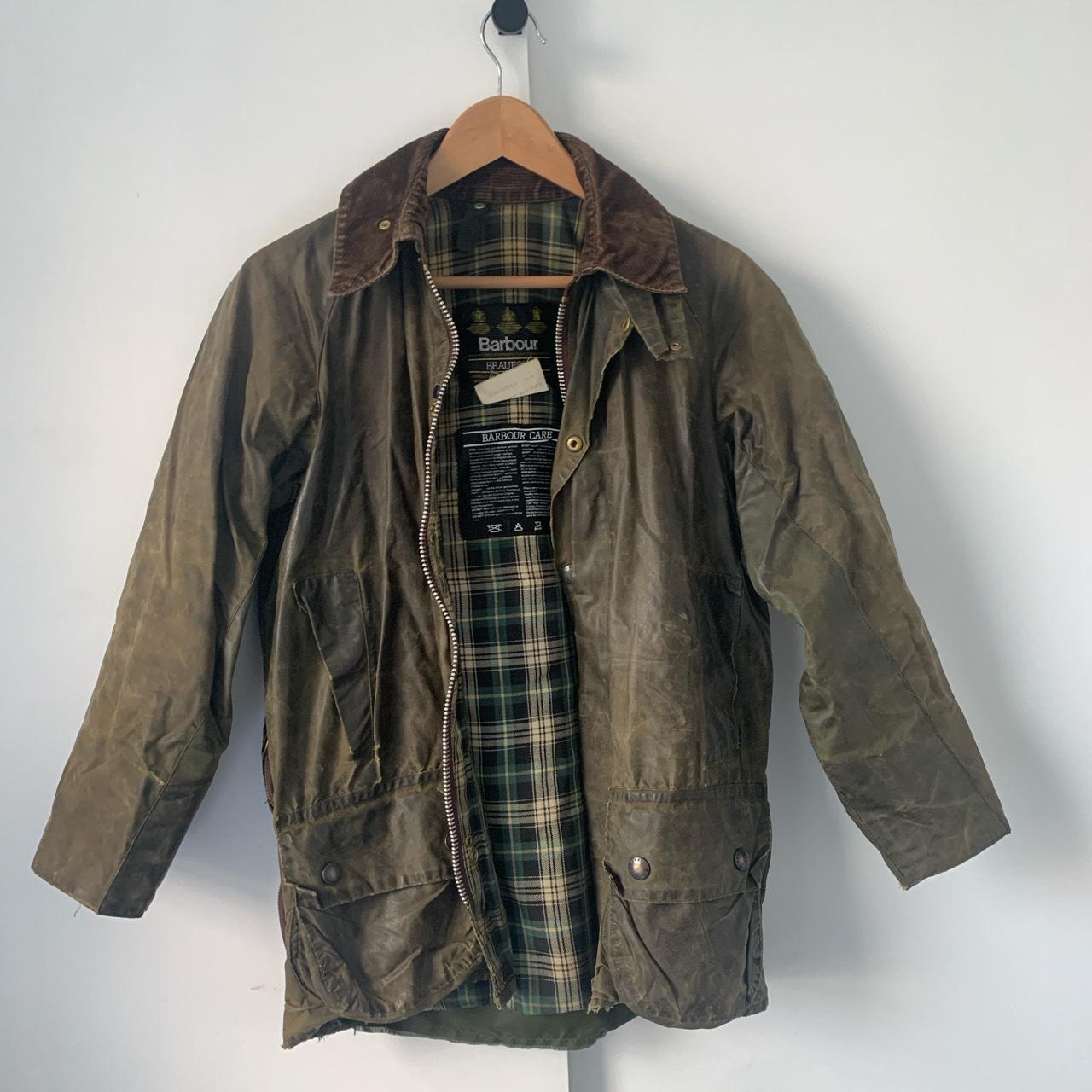Selling my Barbour! Green wax Beaufort... - Depop