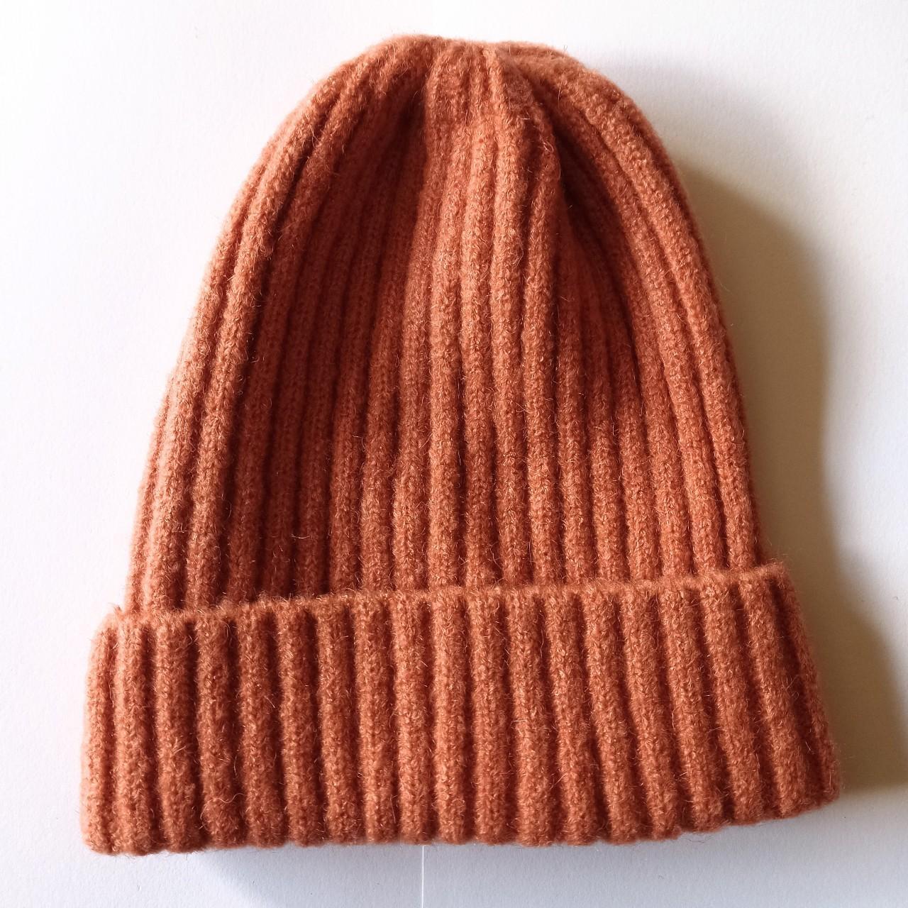 plain orange ribbed / rib knit beanie hat Brand:... - Depop