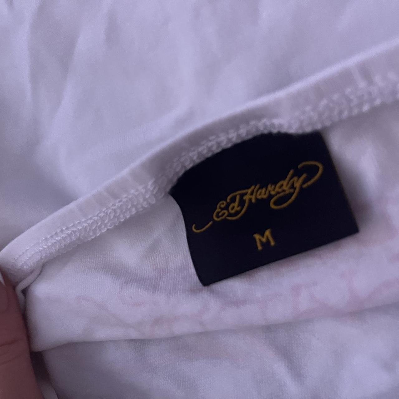 Ed Hardy White Crop worn a few times in perfect... - Depop